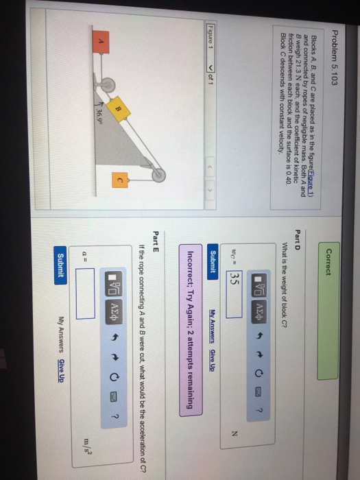 Solved Blocks A, B, and C are placed as in the figure | Chegg.com