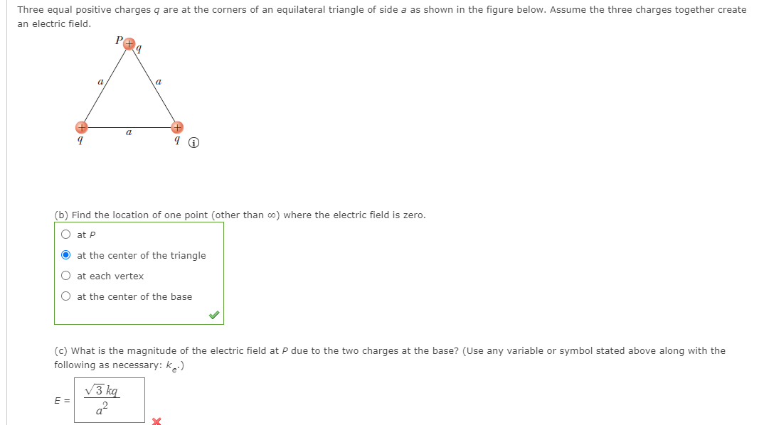 Solved Three equal positive charges q are at the corners of | Chegg.com