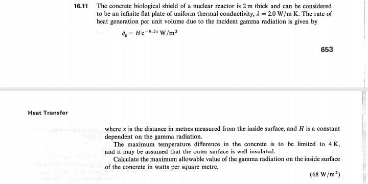 Solved 16.11 The concrete biological shield of a nuclear | Chegg.com