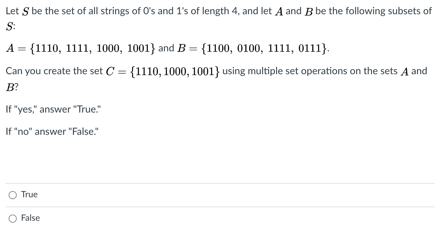 Solved Let S be the set of all strings of O's and 1's of | Chegg.com