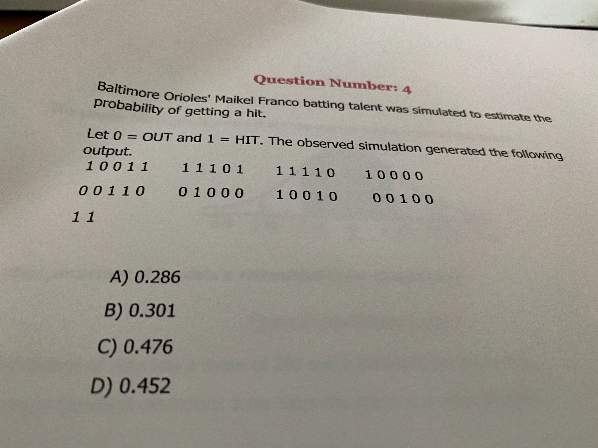 Solved Question Number: 4 Baltimore Orioles' Maikel Franco | Chegg.com