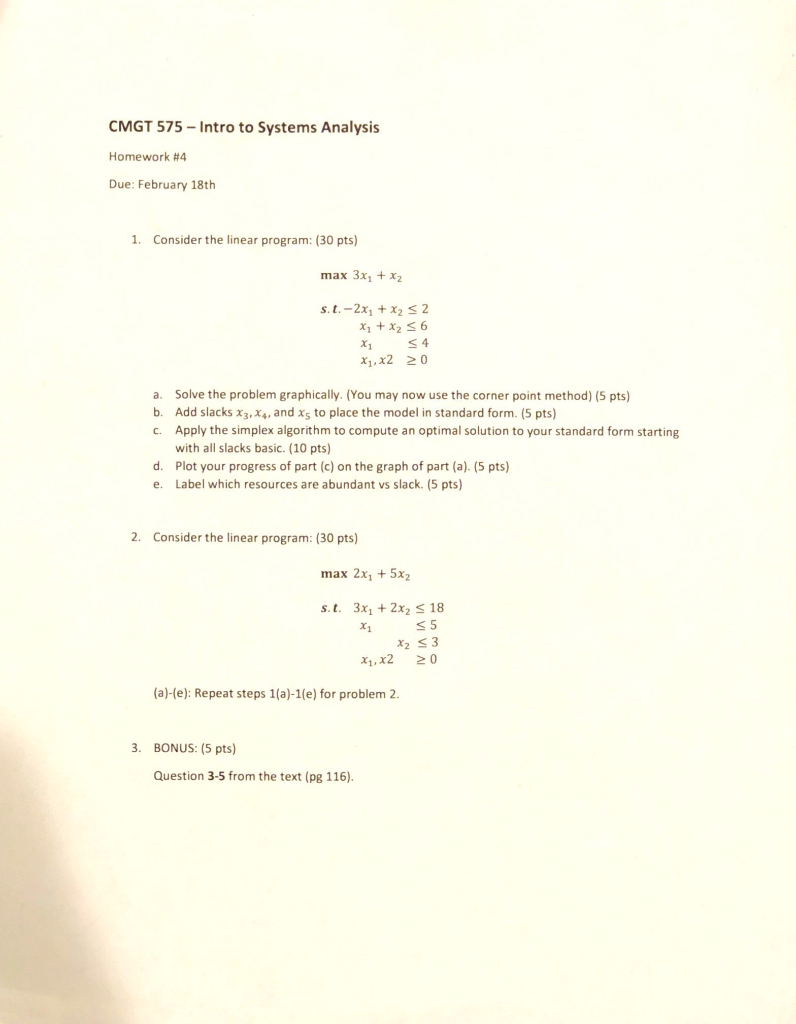 Solved CMGT 575-Intro to Systems Analysis Homework #4 Due: | Chegg.com