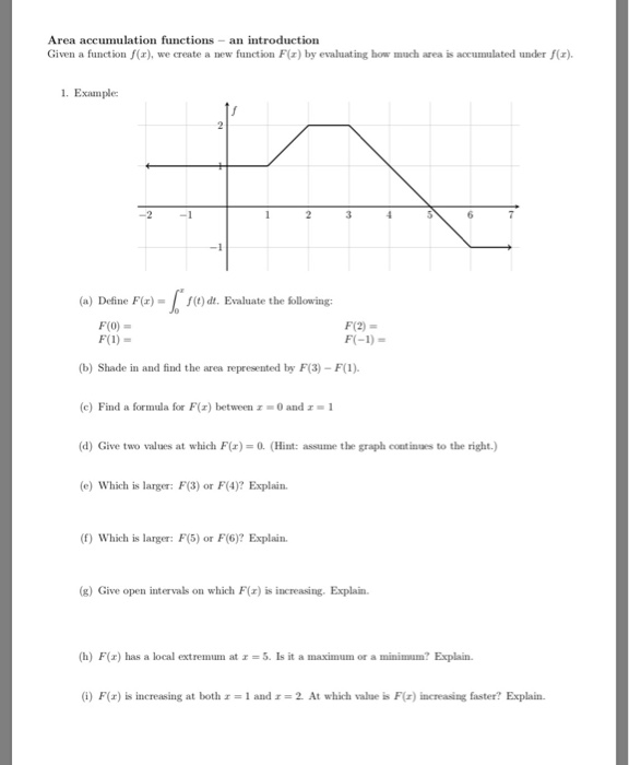 Solved Area accumulation functions an introduction Given a | Chegg.com