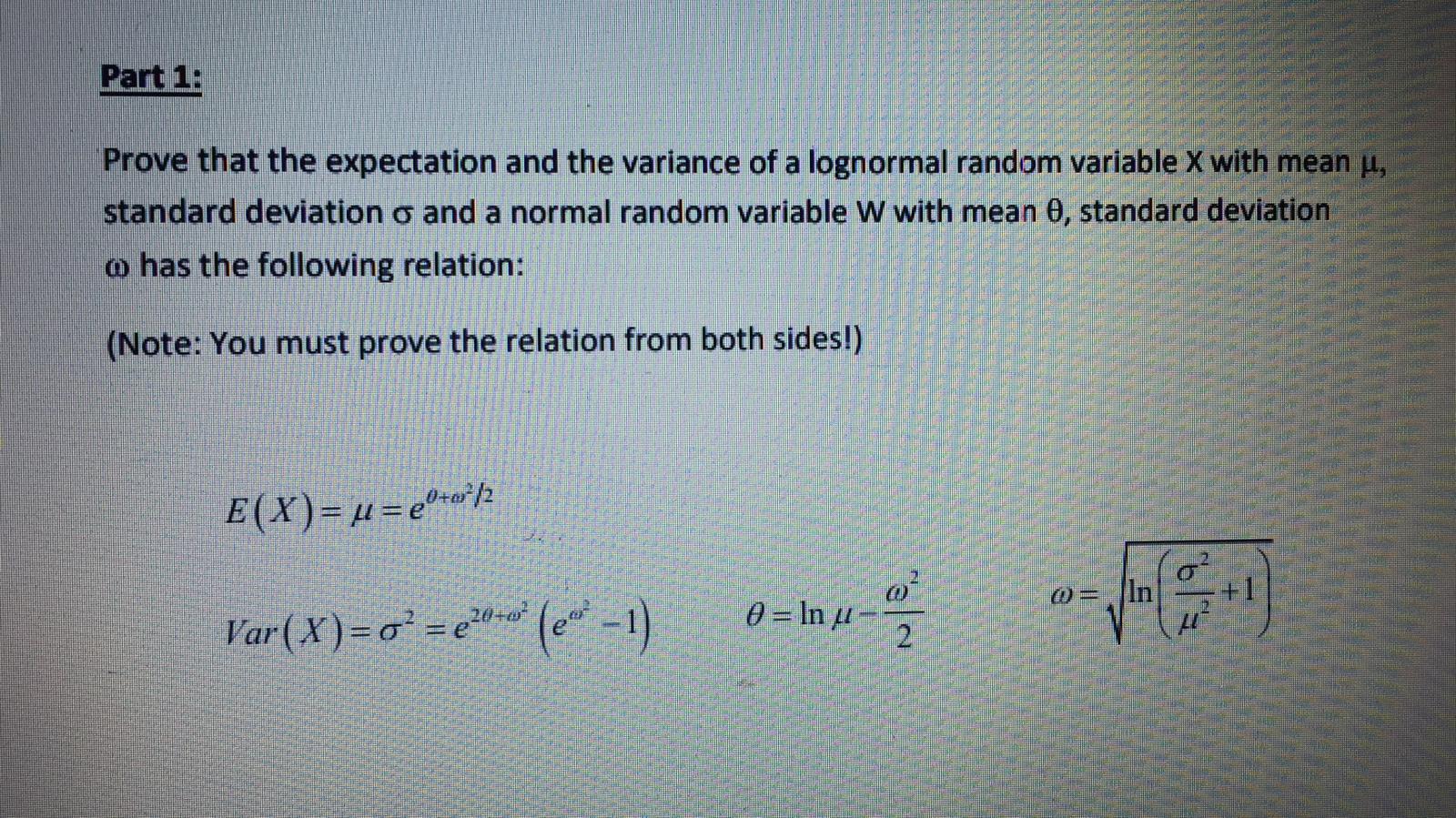 Solved Part 1: Prove that the expectation and the variance | Chegg.com