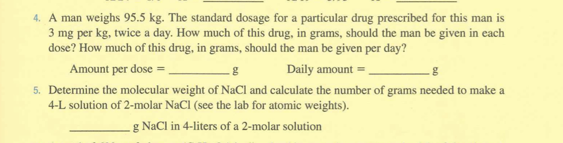 Solved 4. A man weighs 95.5 kg. The standard dosage for a | Chegg.com