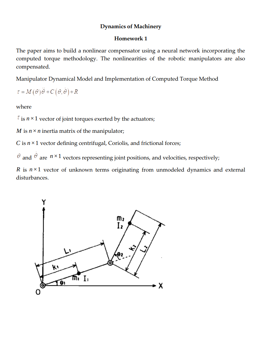 Dynamics of Machinery Homework 1 The paper aims to | Chegg.com