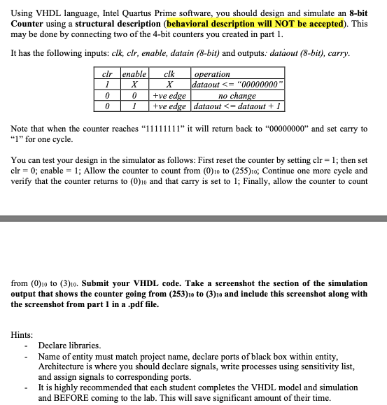 Using Vhdl Language Intel Quartus Prime Software 