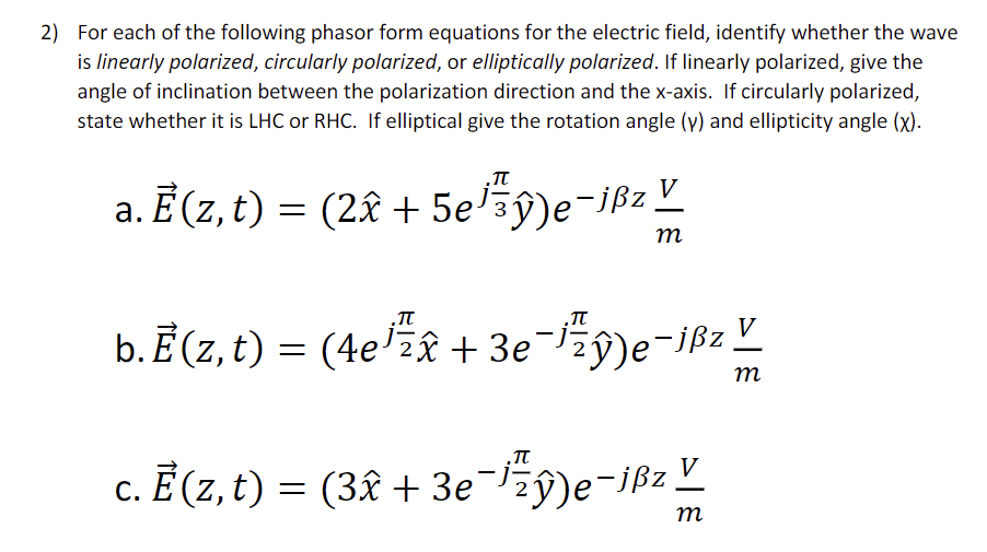 Solved 2) For each of the following phasor form equations | Chegg.com