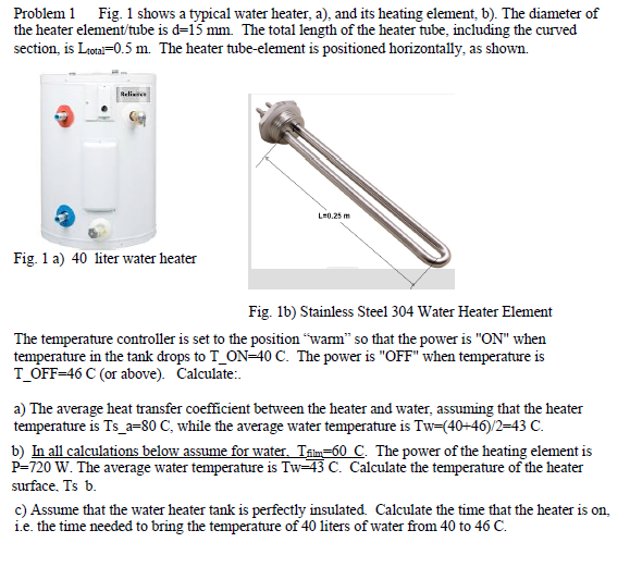 Problem 1 Fig. 1 shows a typical water heater, a), | Chegg.com