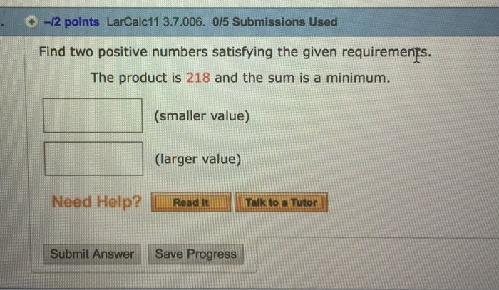 Solved -2 points LarCalc11 3.7.006. 0/5 Submissions Used | Chegg.com Solved -2 points LarCalc11 3.7.006. 0/5 Submissions Used | Chegg.com