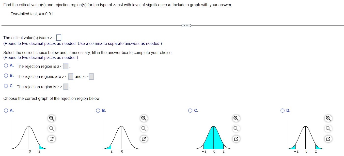 Solved Find the critical ﻿value(s) ﻿and rejection | Chegg.com