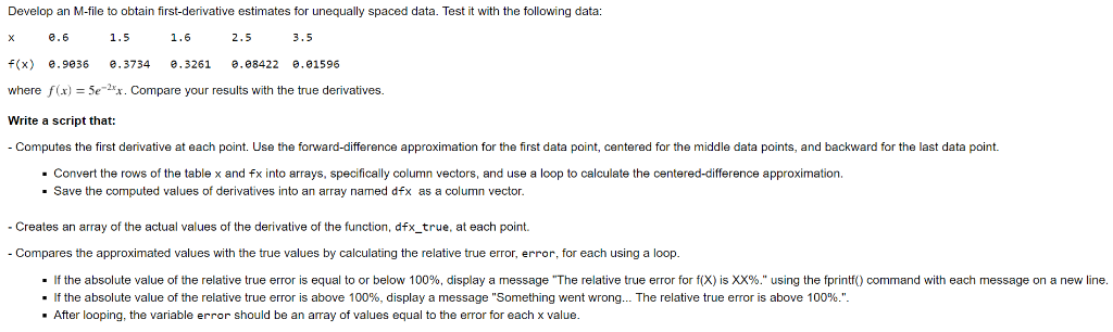 Solved Develop an M-file to obtain first-derivative | Chegg.com