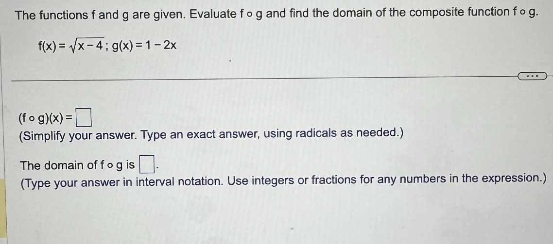 Solved The functions f ﻿and g ﻿are given. Evaluate f@g ﻿and | Chegg.com