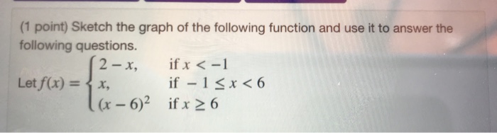Solved (1 point) Sketch the graph of the following function | Chegg.com