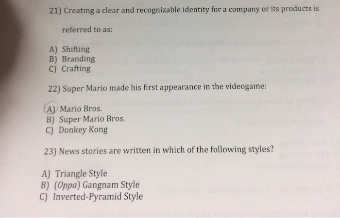 Solved 21) Creating a clear and recognizable identity for a | Chegg.com