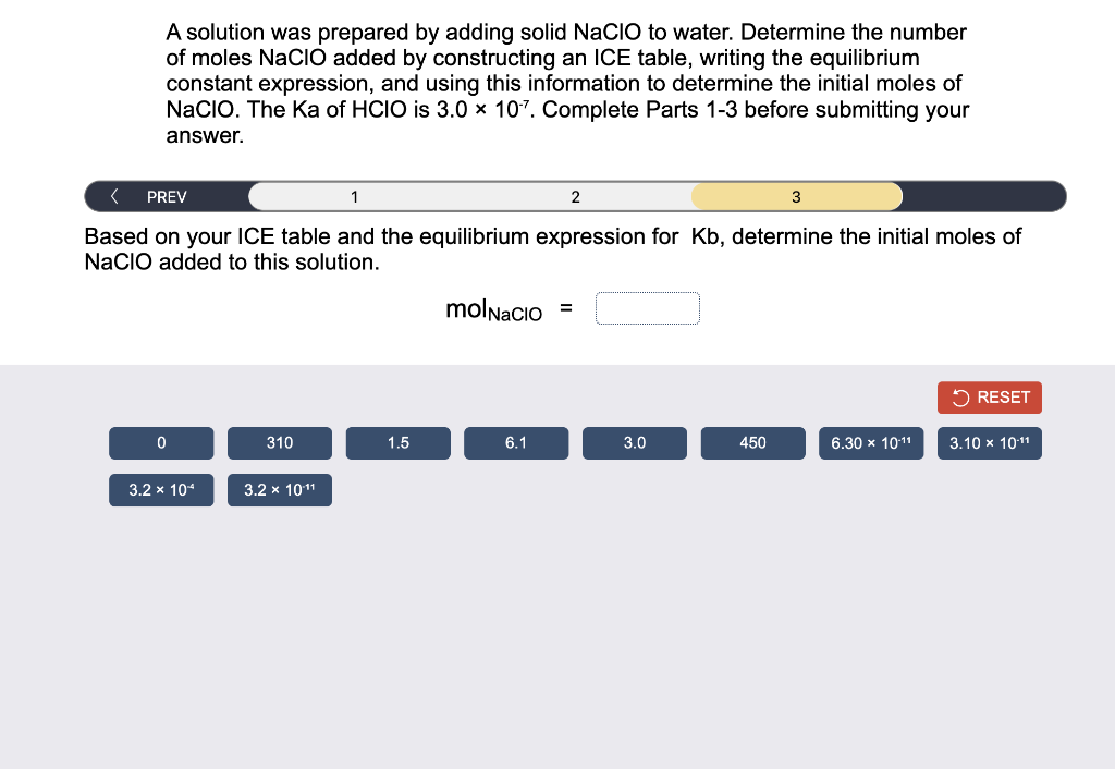 Solved A solution was prepared by adding solid NaClO to | Chegg.com