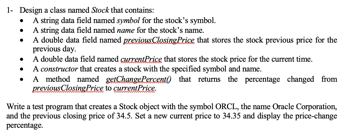 Solved 1 Design A Class Named Stock That Contains A