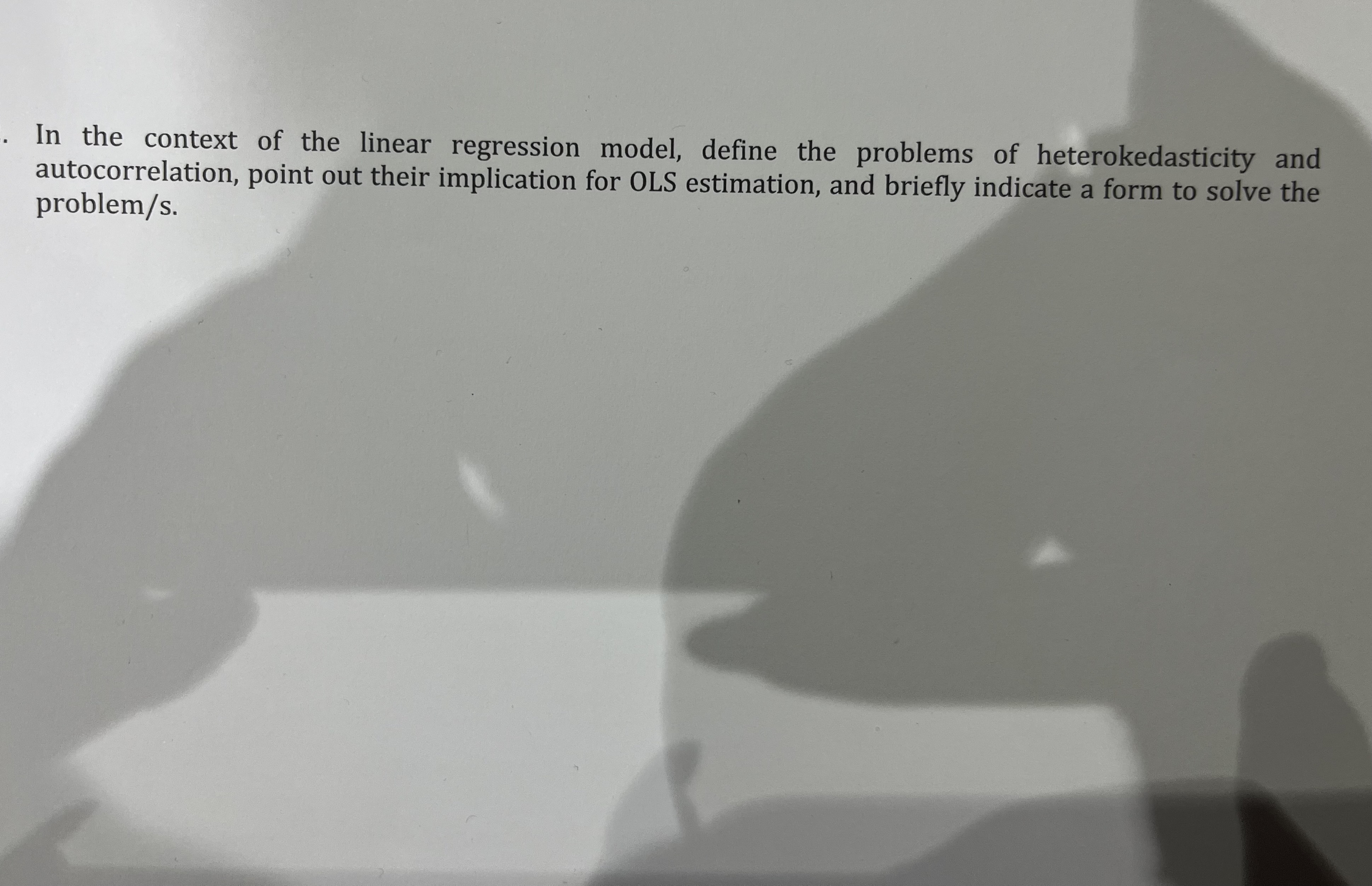 Solved In The Context Of The Linear Regression Model Define