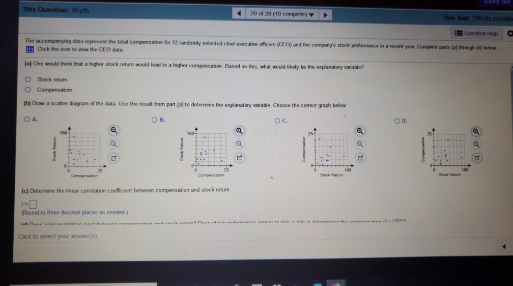 Solved Sumt Test This Question: 10 pts 20 of 28 (10 | Chegg.com
