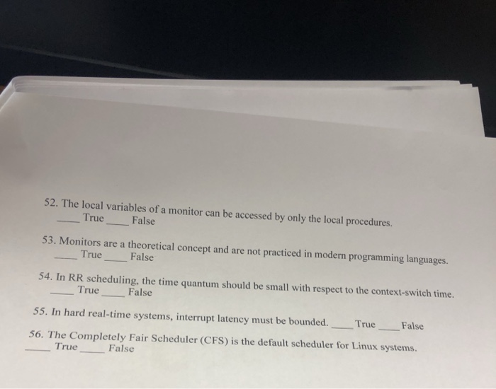 Solved 52. The local variables of a monitor can be accessed | Chegg.com