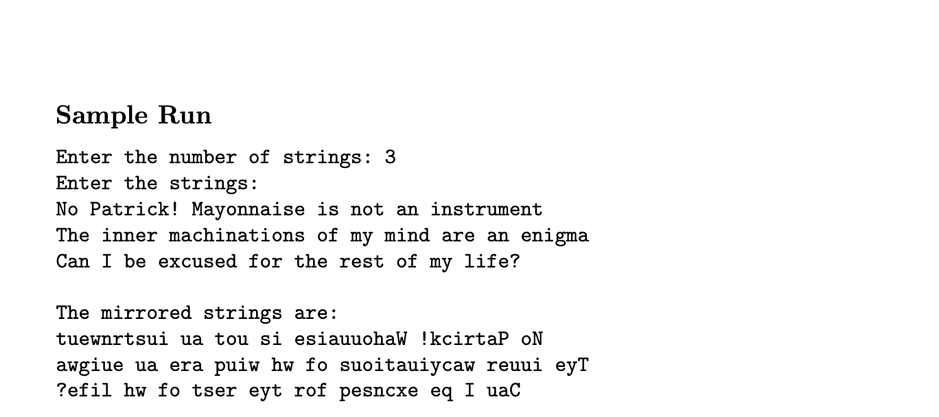 Solved 4 Extra Credit Problem - Mirrored Strings - 50 points | Chegg.com