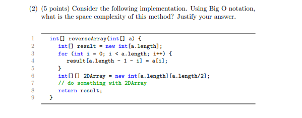 Solved (2) (5 points) Consider the following implementation. | Chegg.com