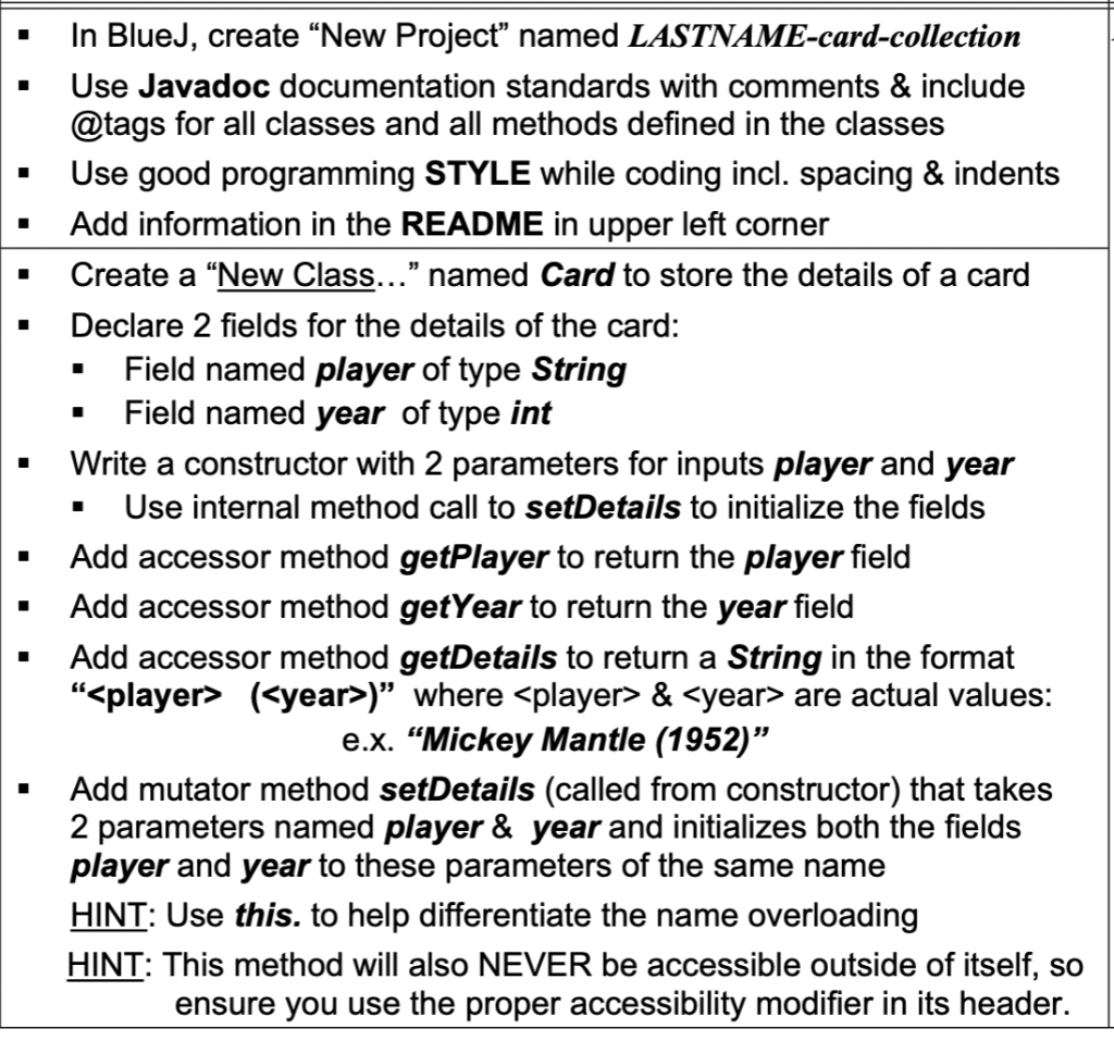 Solved 1 1 1 In BlueJ, create “New Project" named | Chegg.com