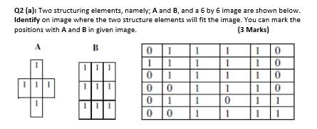 Q2 (a): Two structuring elements, namely; A and B, | Chegg.com