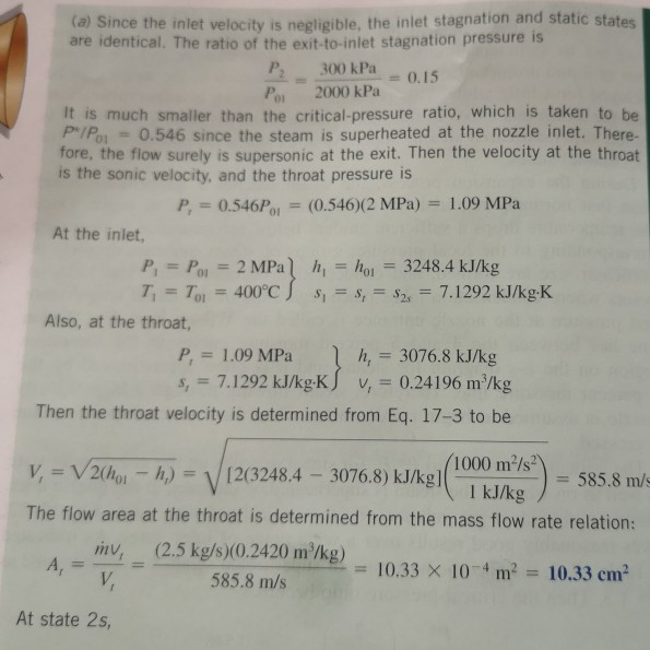 Solved EXAMPLE 17-16 Steam Flow through a | Chegg.com