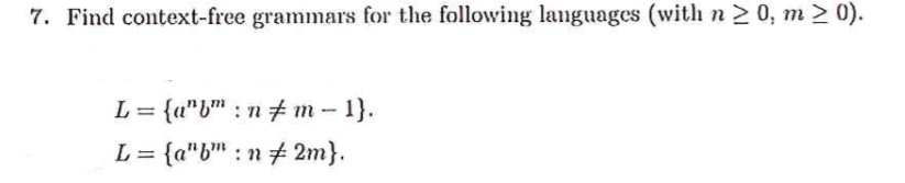 Solved 7. Find context-free grammars for the following | Chegg.com