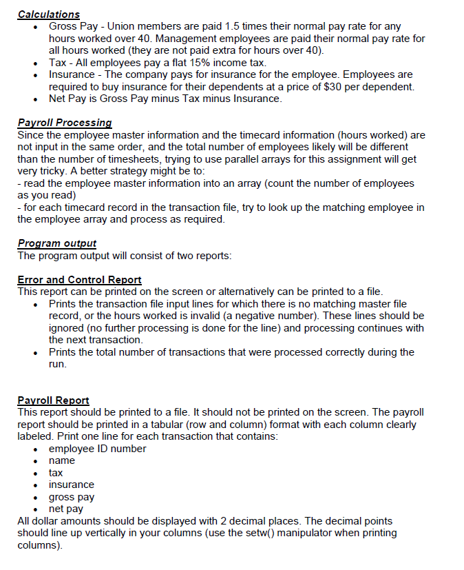 Solved Assignment 09 - Payroll Version 2.0 - Your program | Chegg.com