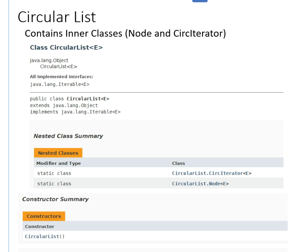 Solved Circular List - The Circular List represents a list | Chegg.com