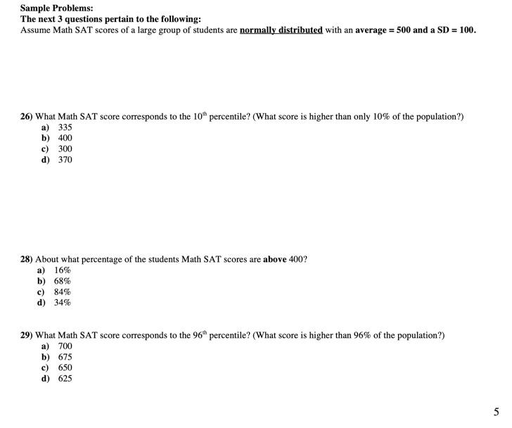 Solved Sample Problems: The next 3 questions pertain to the | Chegg.com