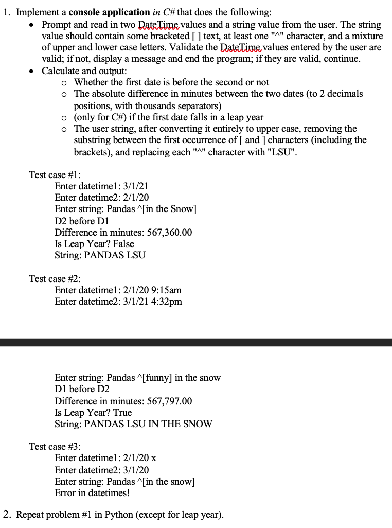 Solved 1. Implement a console application in C# that does | Chegg.com
