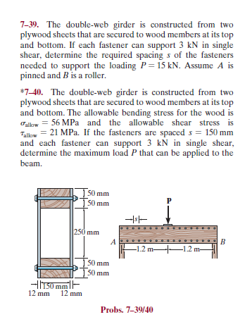 Solved 7-39. The double-web girder is constructed from two | Chegg.com