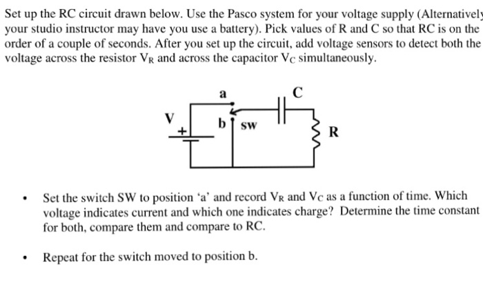 Solved Set up the RC circuit drawn below. Use the Pasco | Chegg.com