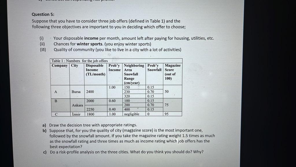 Question 5: Suppose that you have to consider three | Chegg.com