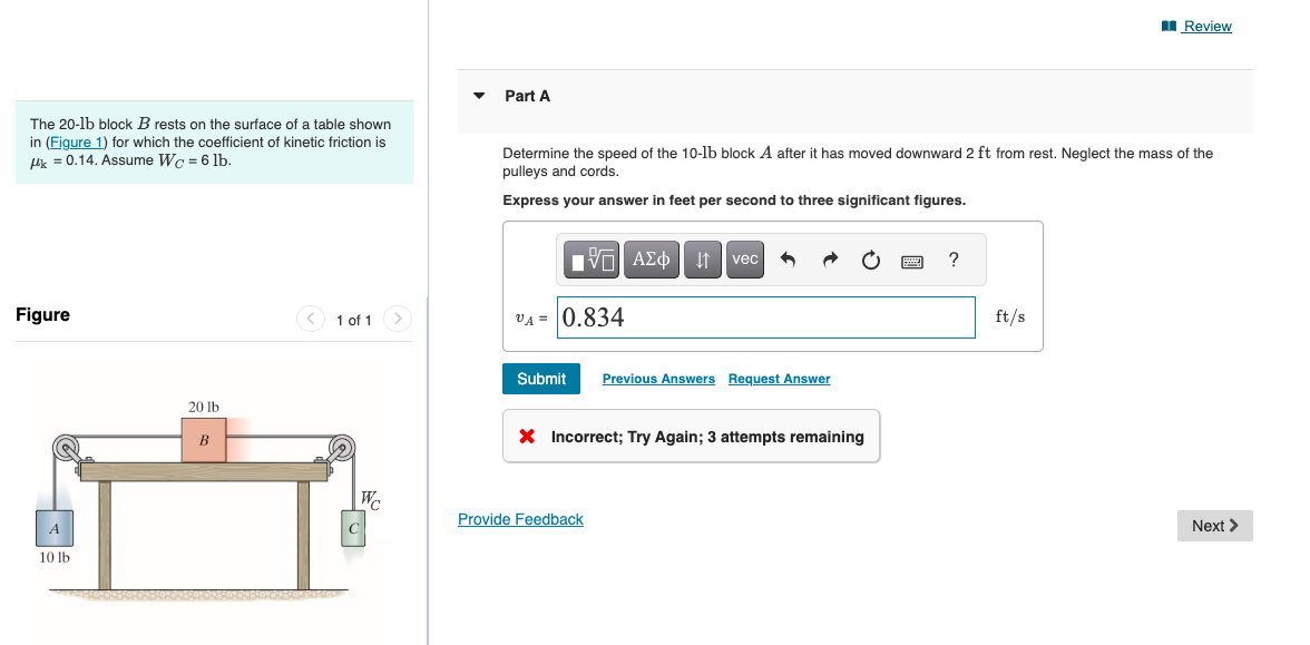 Solved The 20 -lb block B rests on the surface of a table | Chegg.com