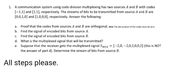 Solved A communication system using code-division | Chegg.com