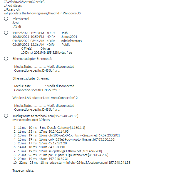 Solved C:Windows\System32>cdc c\>cd \Users c\Users>dir will | Chegg.com