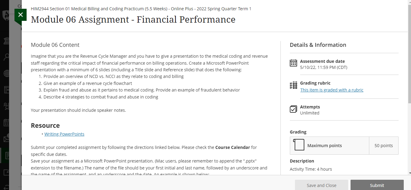 HIM2944 Section 01 Medical Billing and Coding | Chegg.com