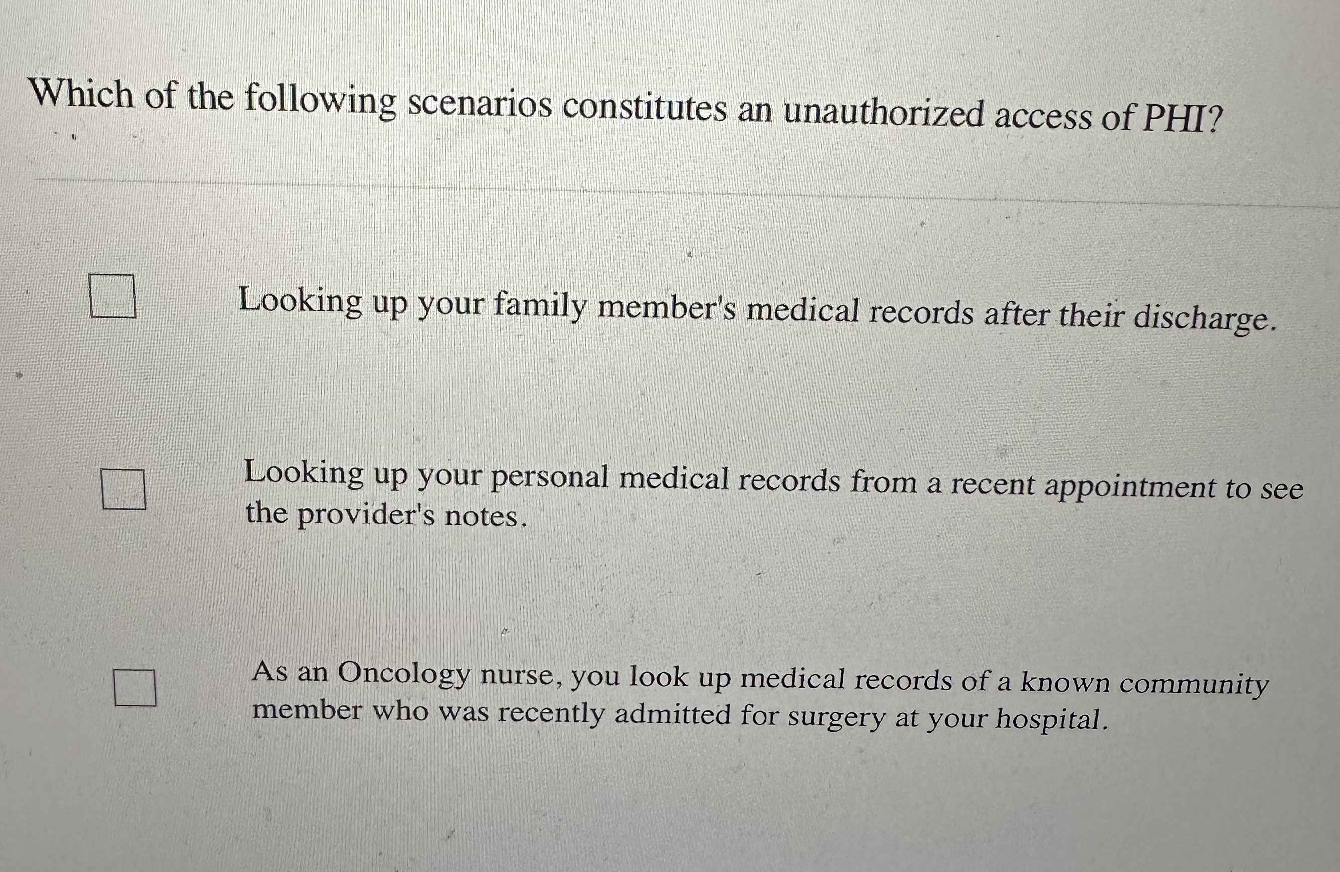 Solved Which of the following scenarios constitutes an | Chegg.com