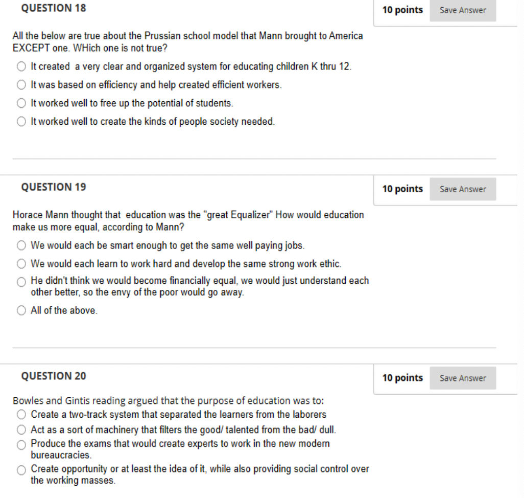 All the below are true about the Prussian school | Chegg.com