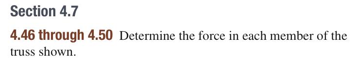 Solved 4.46 through 4.50 Determine the force in each member | Chegg.com