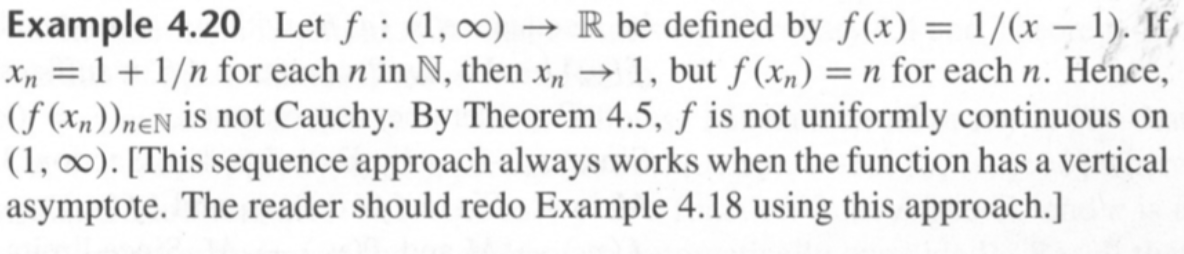Solved Example 4.20 Let f:(1,\\\\infty )->R be defined by | Chegg.com