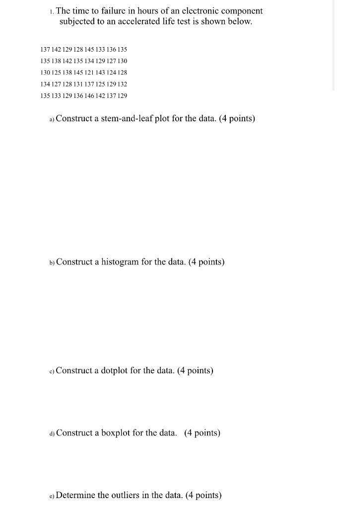 Solved 1. The time to failure in hours of an electronic | Chegg.com