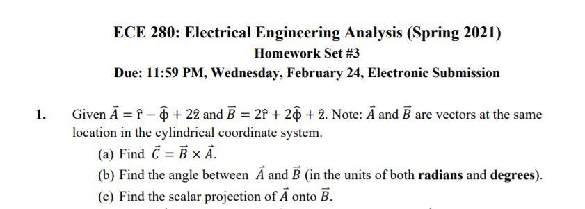 Solved ECE 280: Electrical Engineering Analysis (Spring | Chegg.com