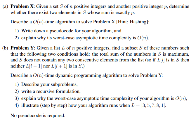 Solved (a) Problem X: Given a set S of n positive integers | Chegg.com
