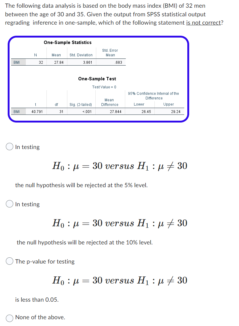 Solved The following data analysis is based on the body mass | Chegg.com