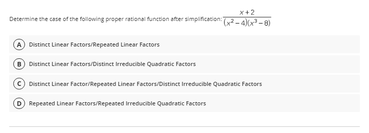 Solved X+2 Determine the case of the following proper | Chegg.com